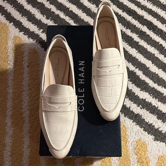 Cole Haan | Shoes | Cole Haan Ivory Croc Loafers | Poshmark